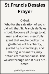 St.Francis Desales Prayer – Guided by Prayer